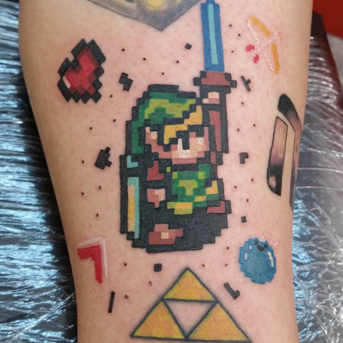 8-Bit Link and Triforce Tribute - Tattoos.com