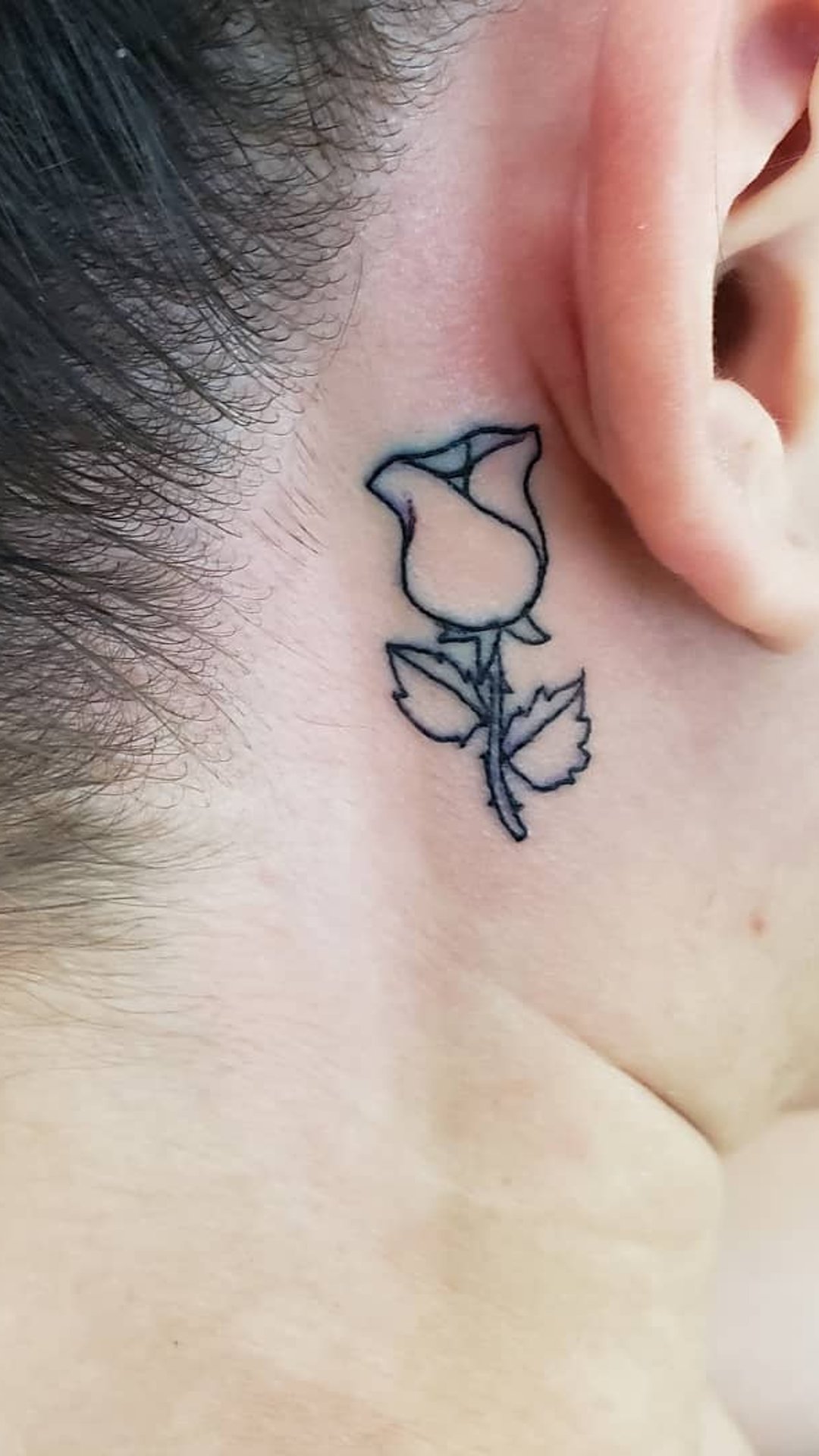 Behind-the-Ear Rose Outline - Tattoos.com
