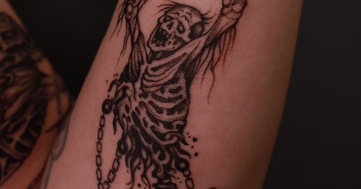 Chained Rising Skeleton - Tattoos.com