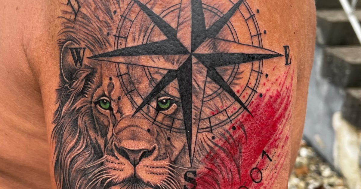 Compass Rose Lion Memorial - Tattoos.com
