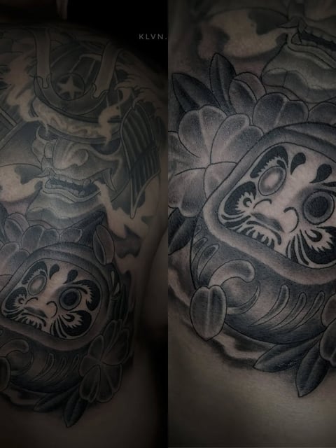 Daruma & Samurai Chest Piece - Tattoos.com