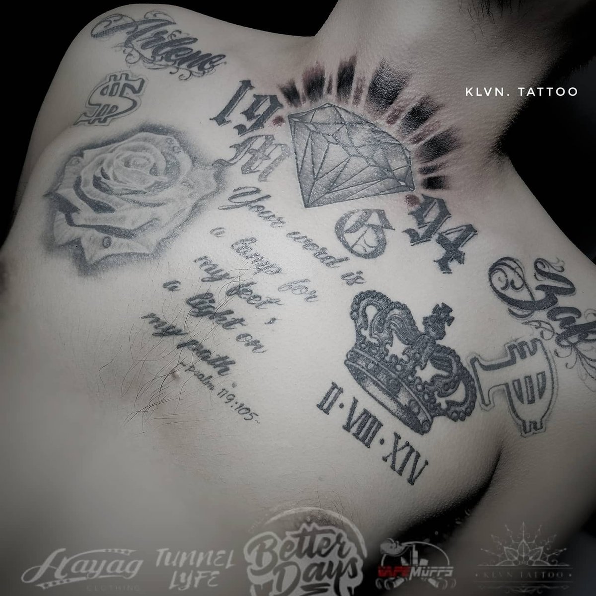 Diamond Crown Chest Collage - Tattoos.com