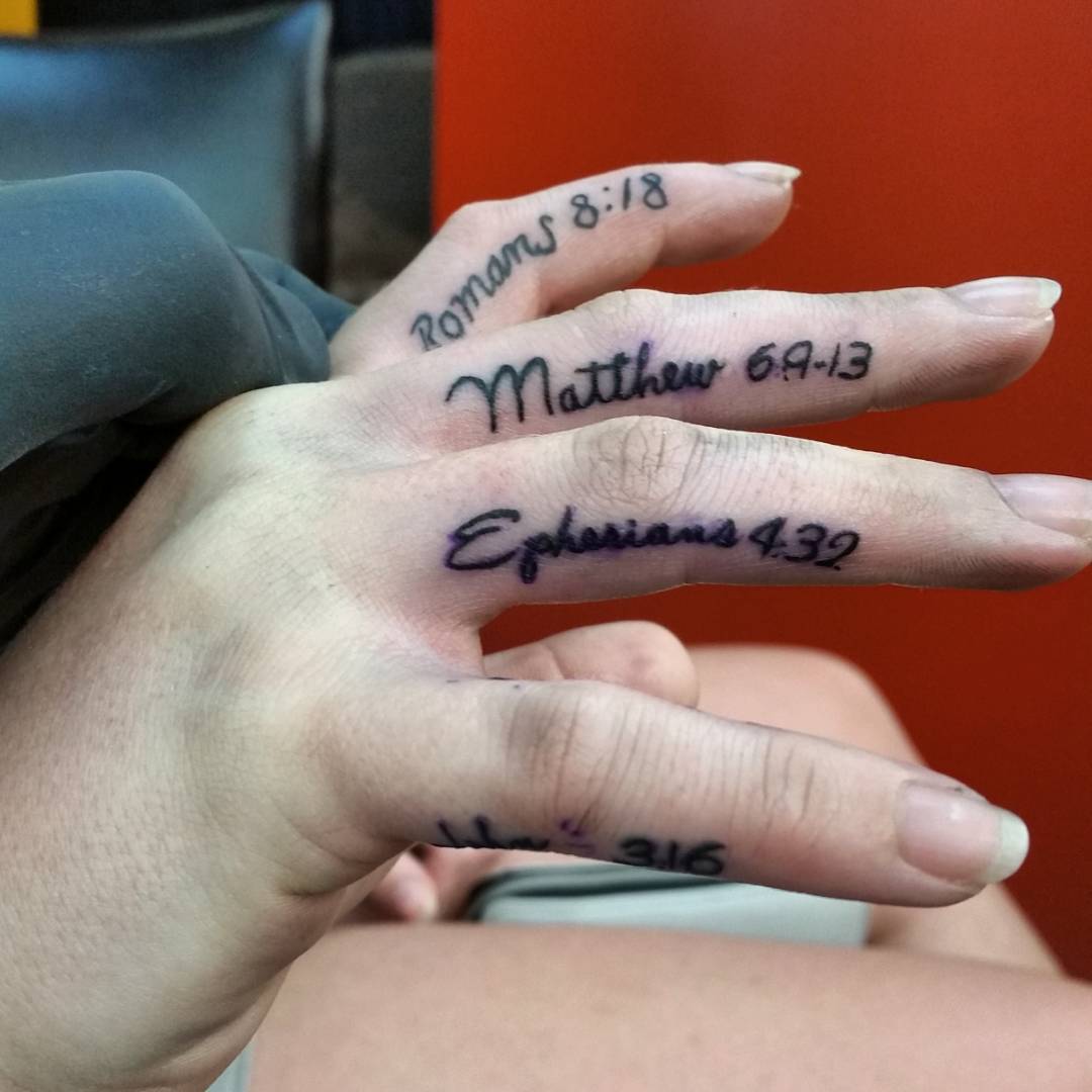 Faith Verse Finger Script - Tattoos.com