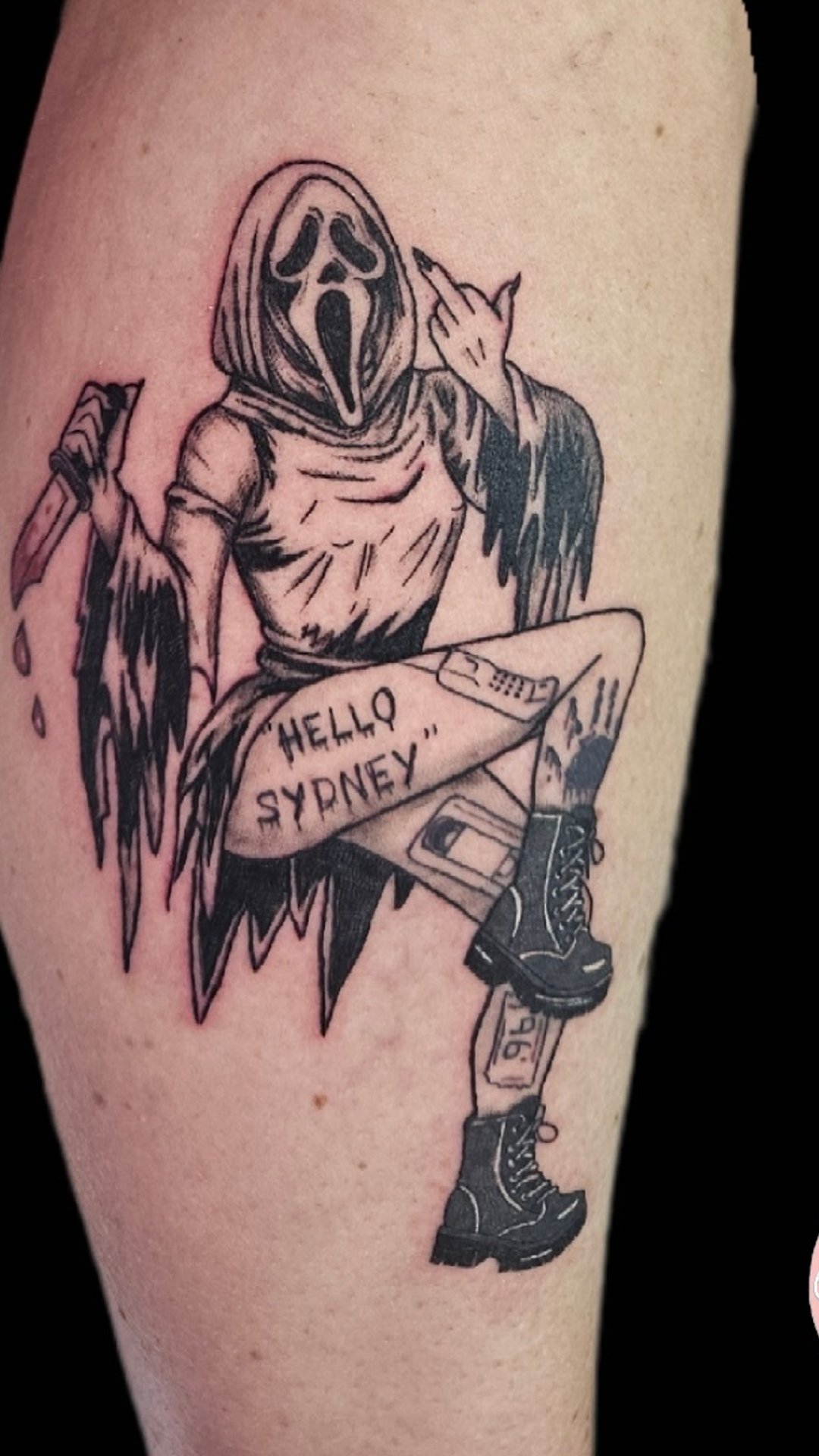 Ghostface Pin-Up — "Hello Sydney" - Tattoos.com