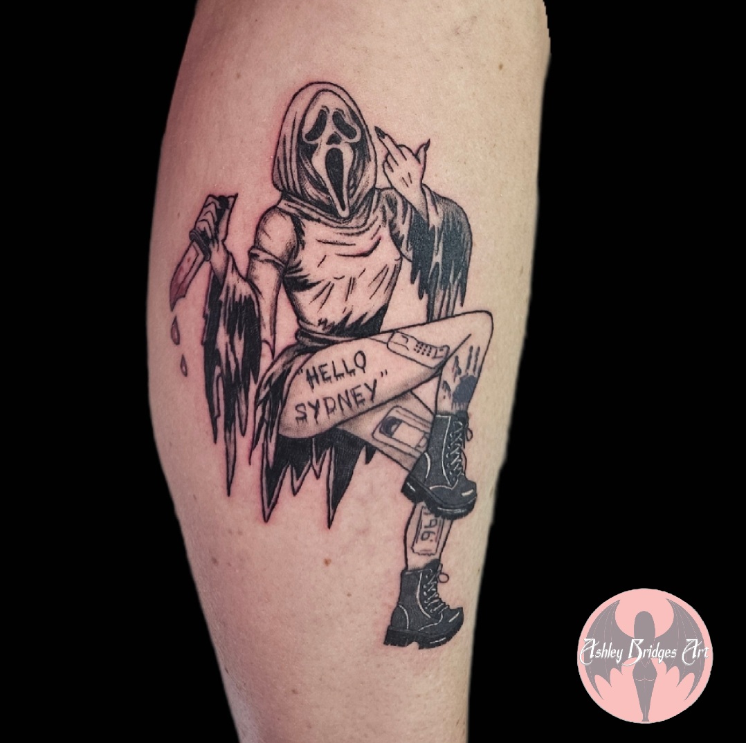 Ghostface Pin-Up — "Hello Sydney" - Tattoos.com