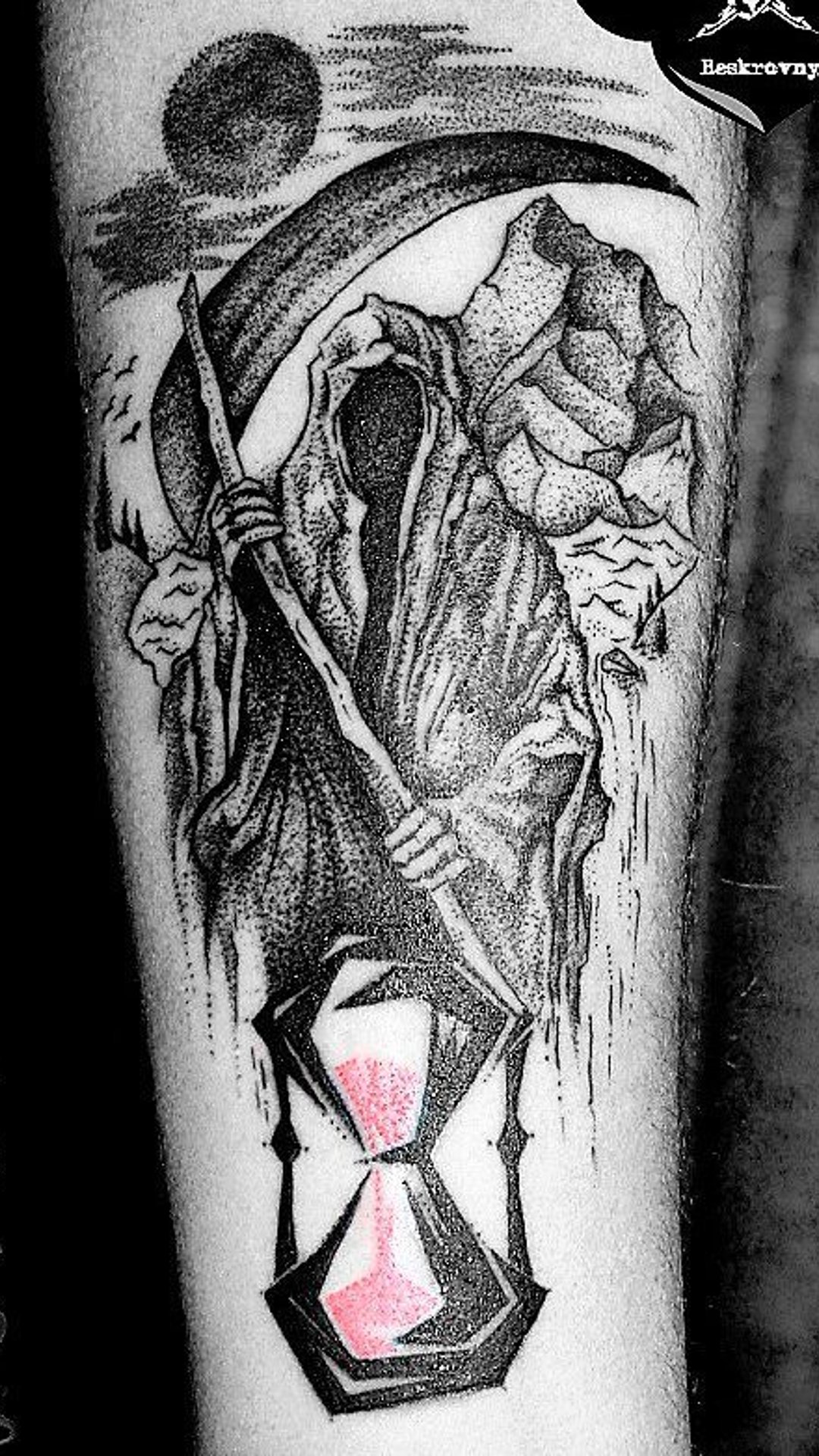 Grim Reaper and Hourglass - Tattoos.com