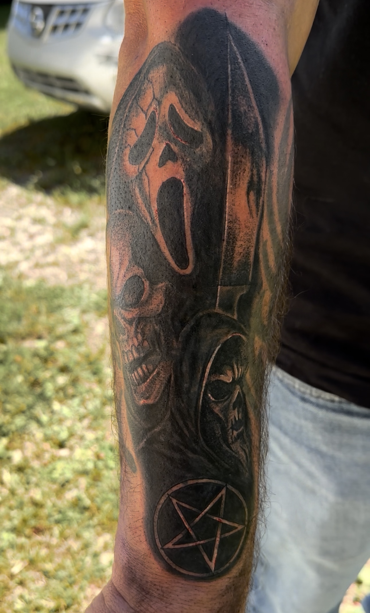 Horror Forearm: Ghostface, Reaper & Pentagram - Tattoos.com