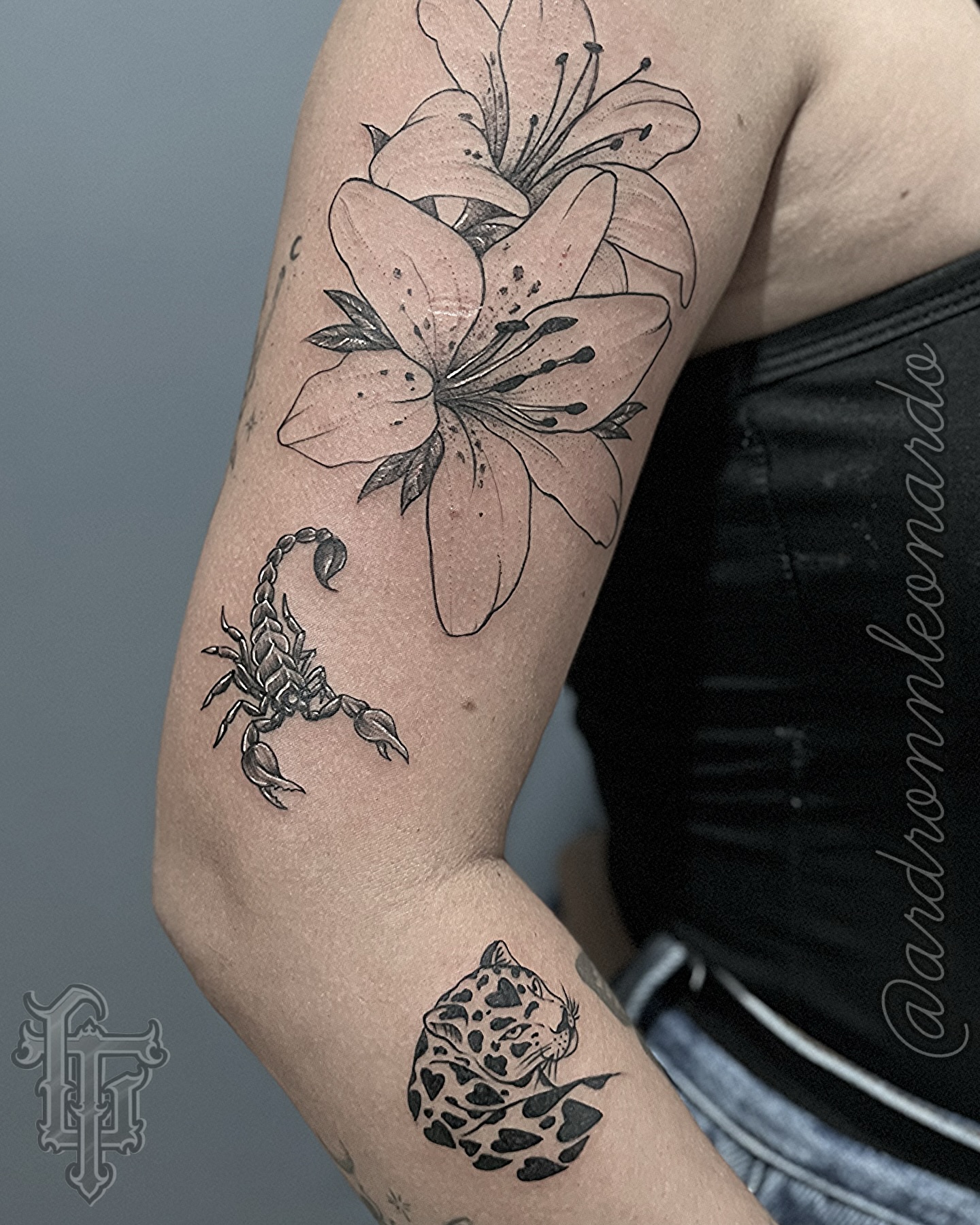 Lily Bloom with Scorpion and Leopard | Tattoos.com