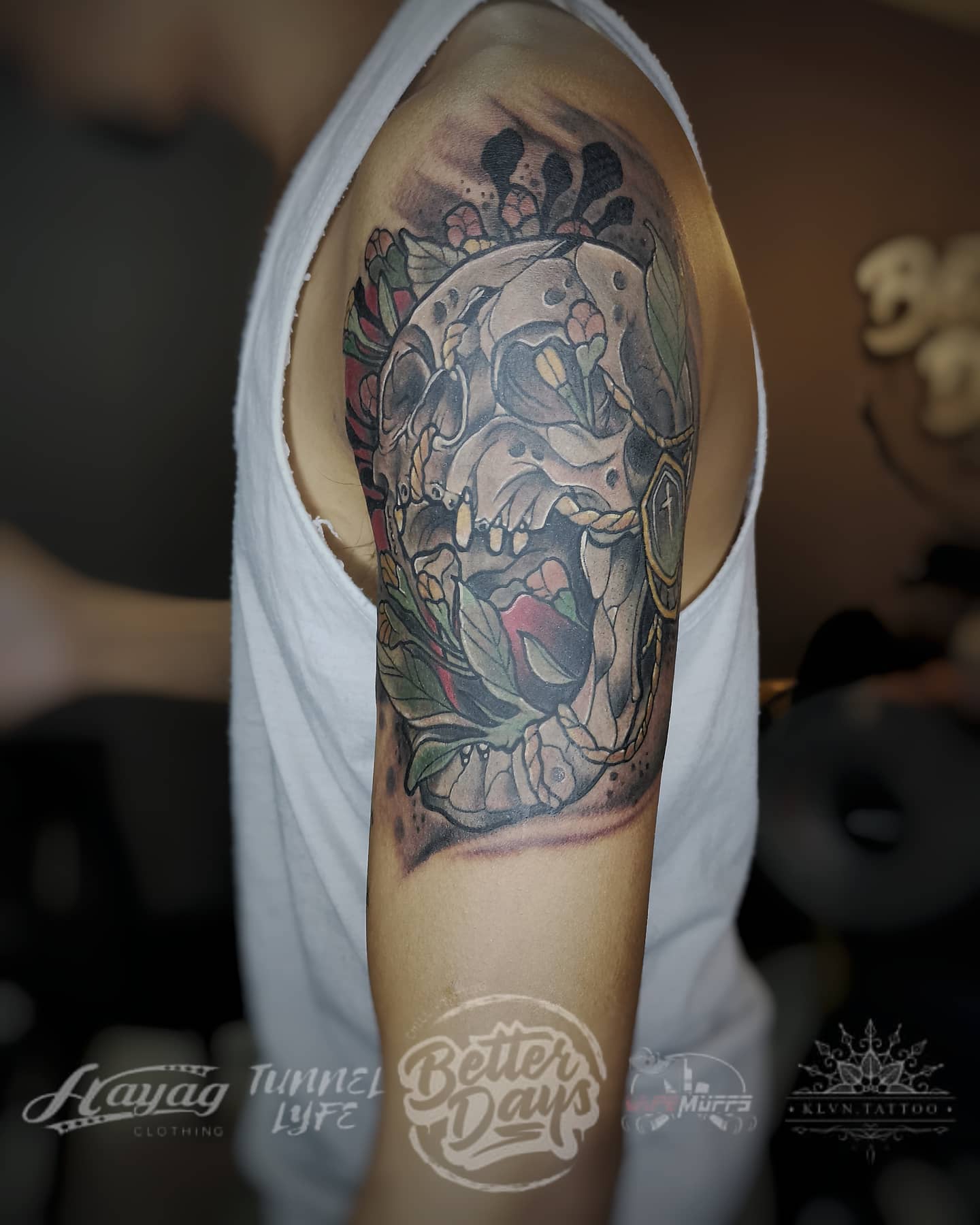 Neo-Traditional Animal Skull with Roses - Tattoos.com