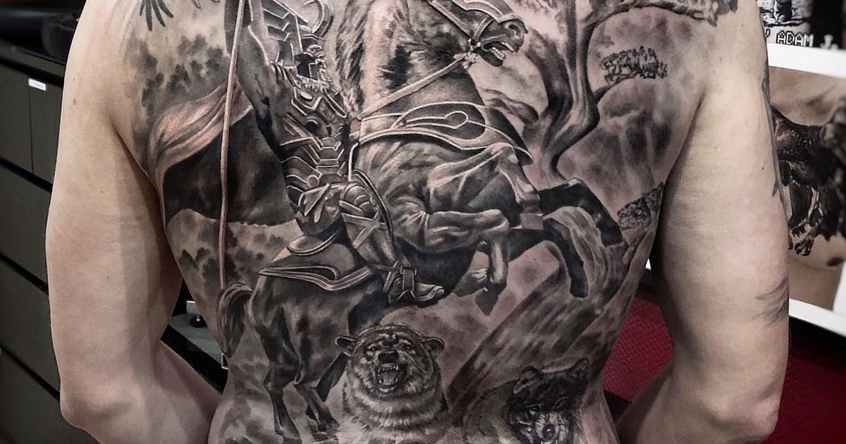 Odin’s Charge with Ravens and Wolves - Tattoos.com