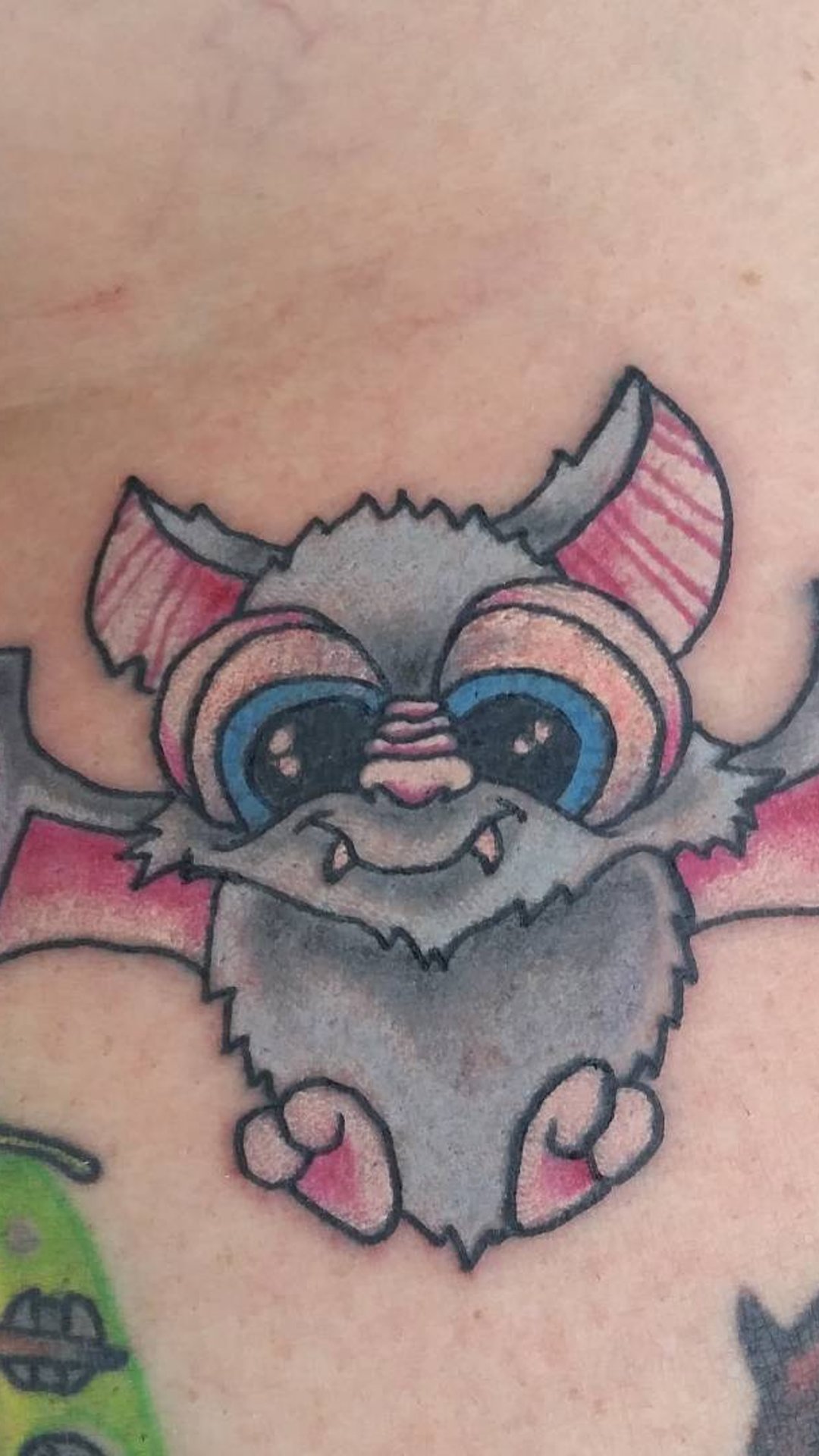 Pink-Winged Chibi Bat - Tattoos.com