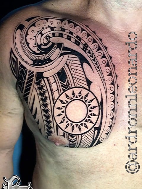 Polynesian Chest & Shoulder Panel - Tattoos.com
