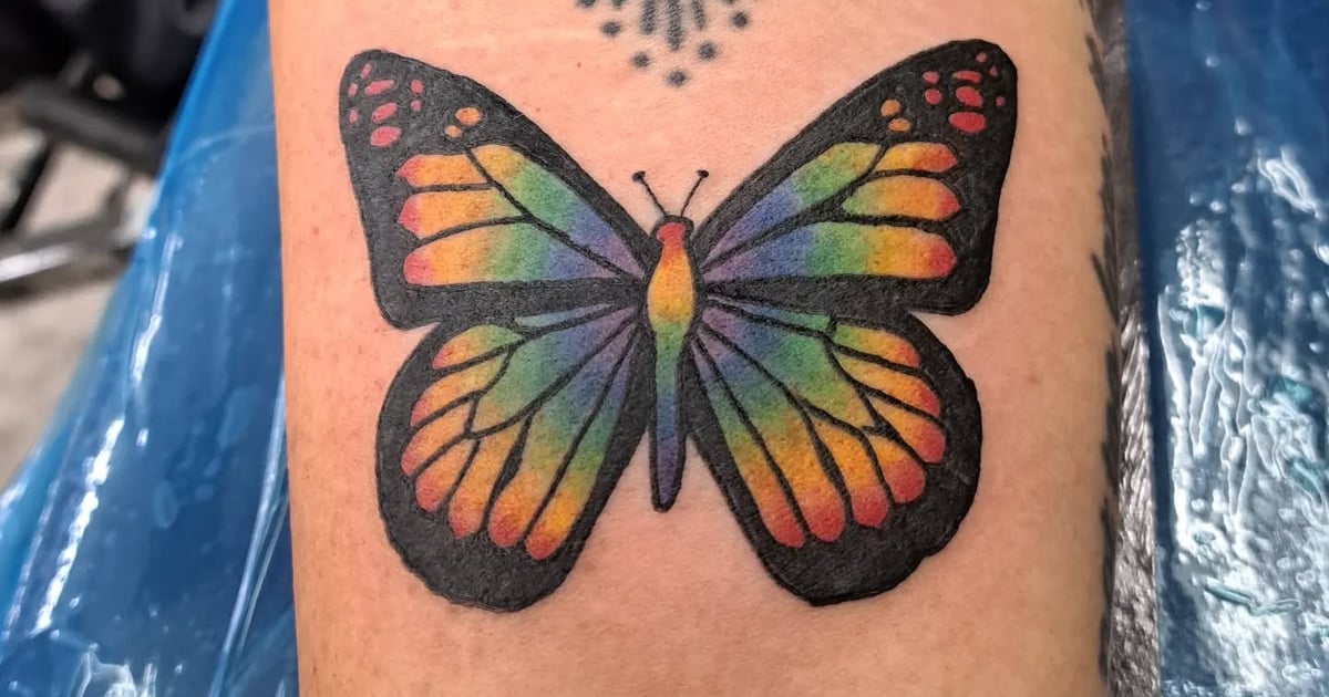Rainbow Monarch Transformation - Tattoos.com