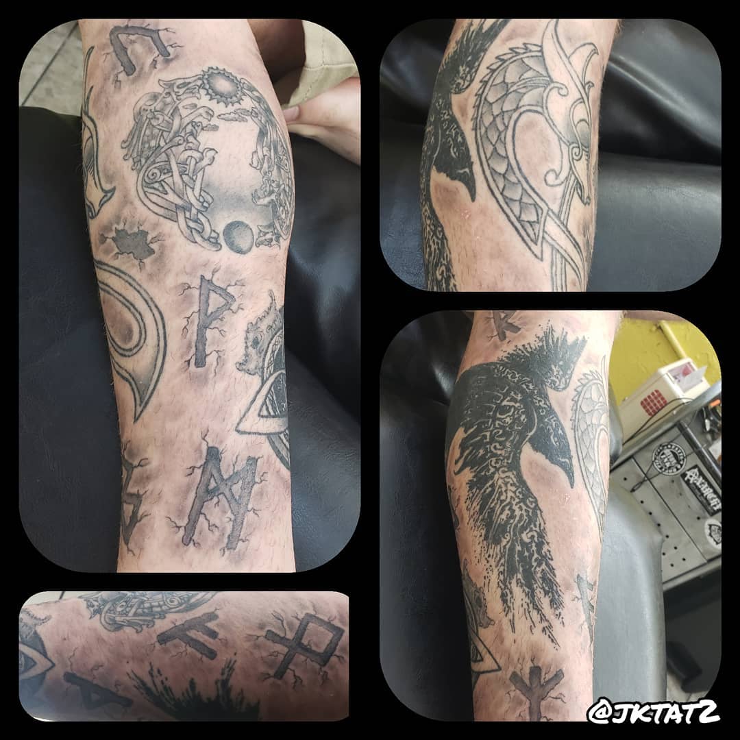 Raven and Runes Norse Forearm | Tattoos.com