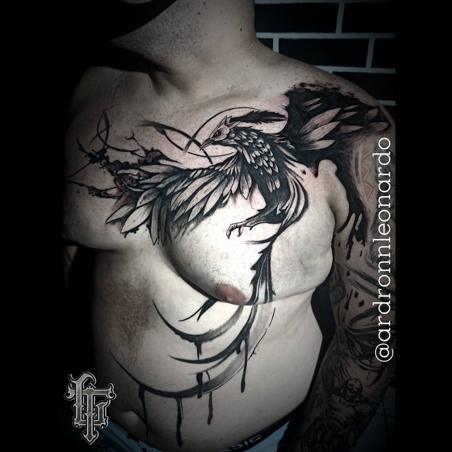 Rising Ink-Drip Phoenix - Tattoos.com