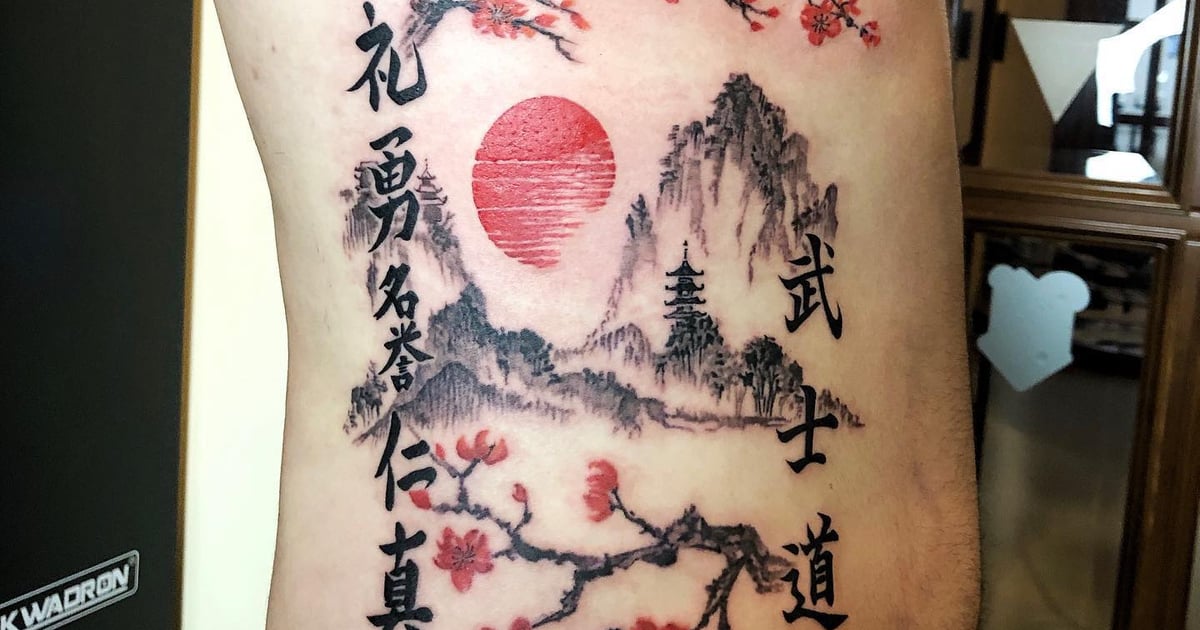 Sakura Sun and Bushido Landscape - Tattoos.com