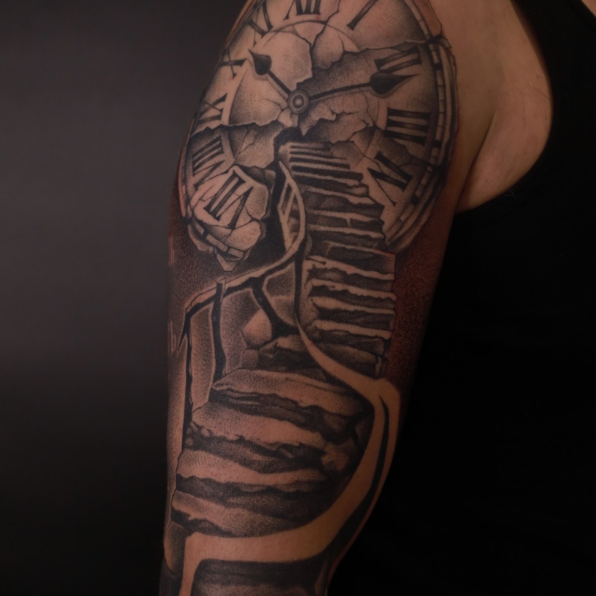Shattered Clock Staircase - Tattoos.com