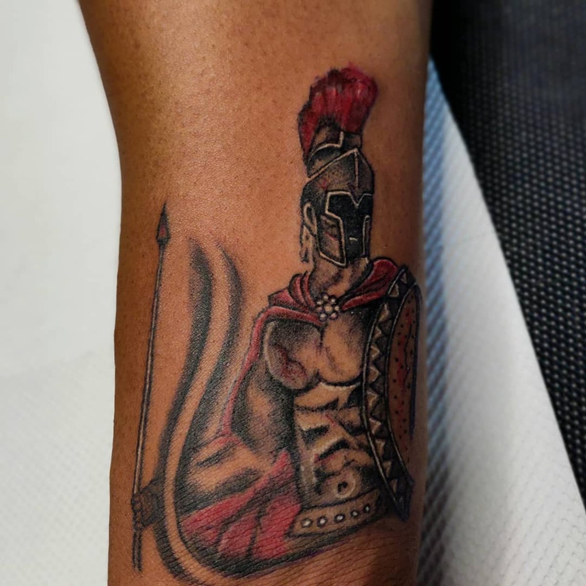 Spartan Sentinel with Spear and Shield - Tattoos.com