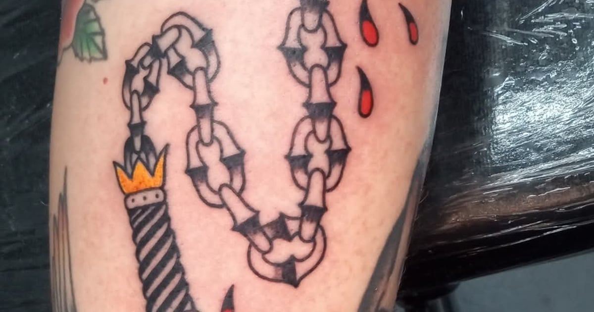 Spiked Mace and Chain - Tattoos.com