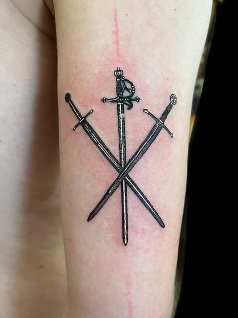 Three Crossed Swords - Tattoos.com