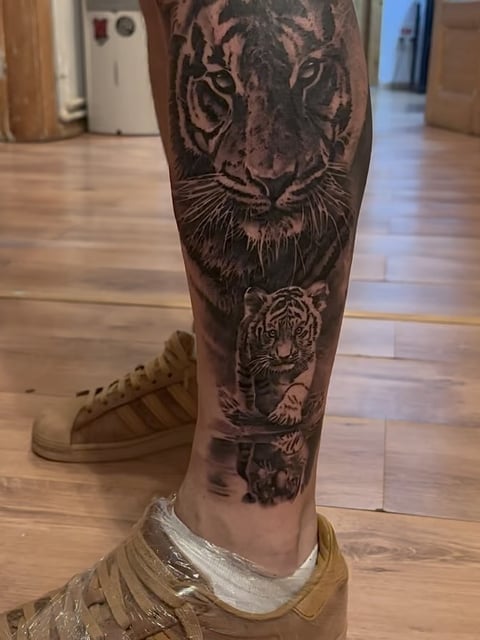 Tiger Guardian and Cub - Tattoos.com