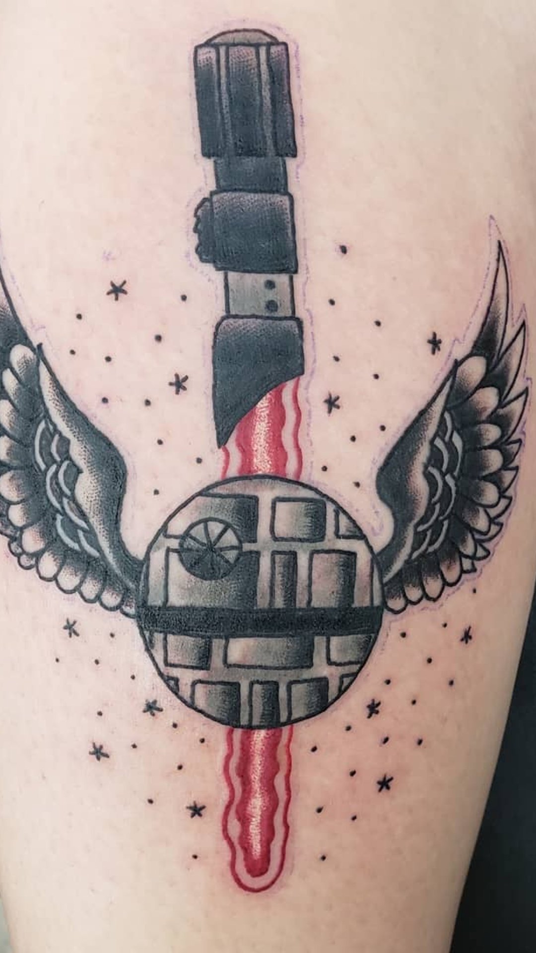 Winged Death Star with Lightsaber - Tattoos.com