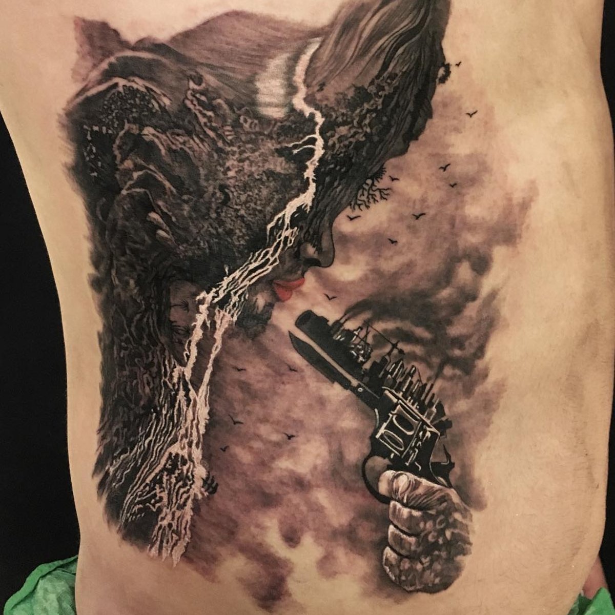Wolf-Woman and Revolver - Tattoos.com